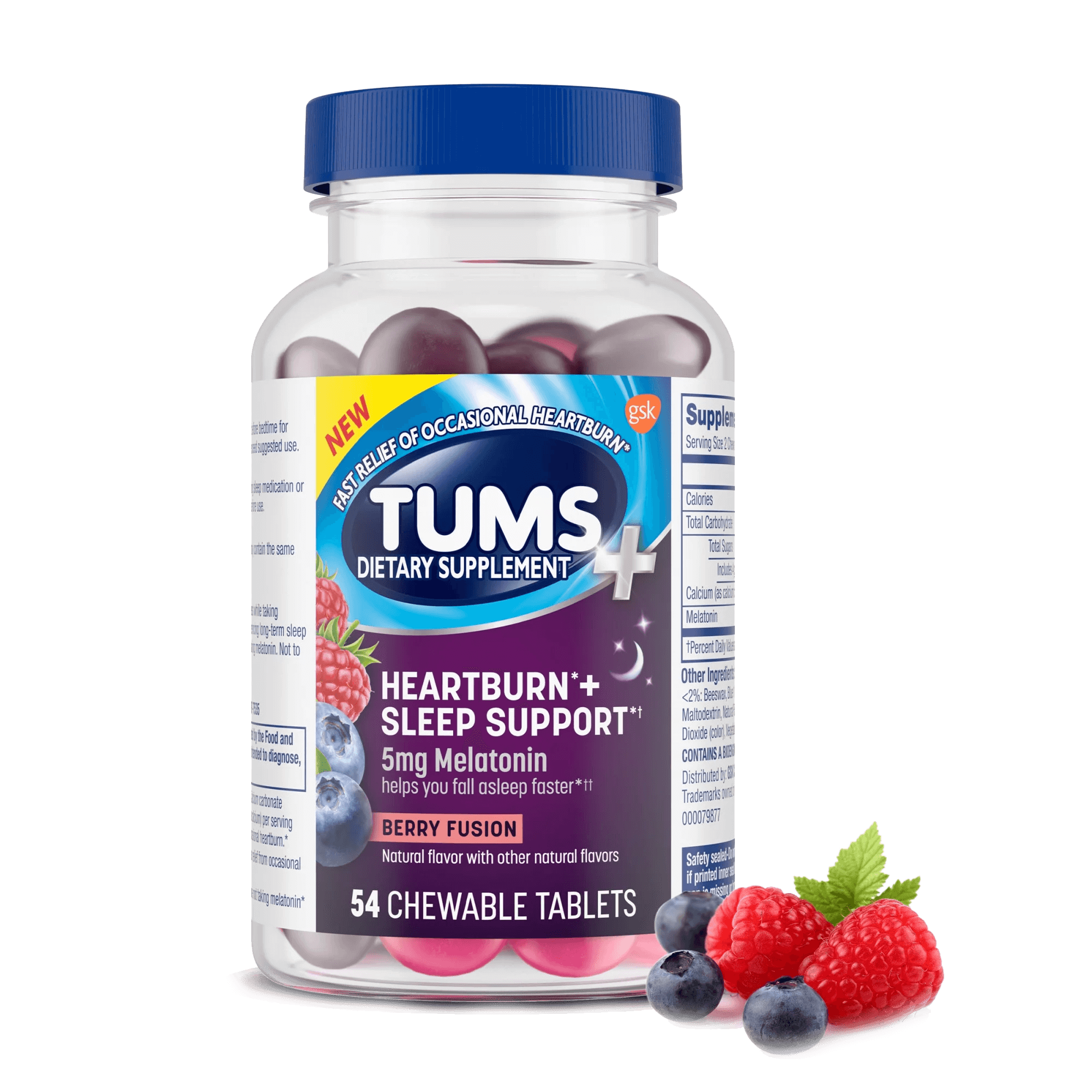 Tums+ Chewable Dietary Supplement Tablets (Chews) With Melatonin ...